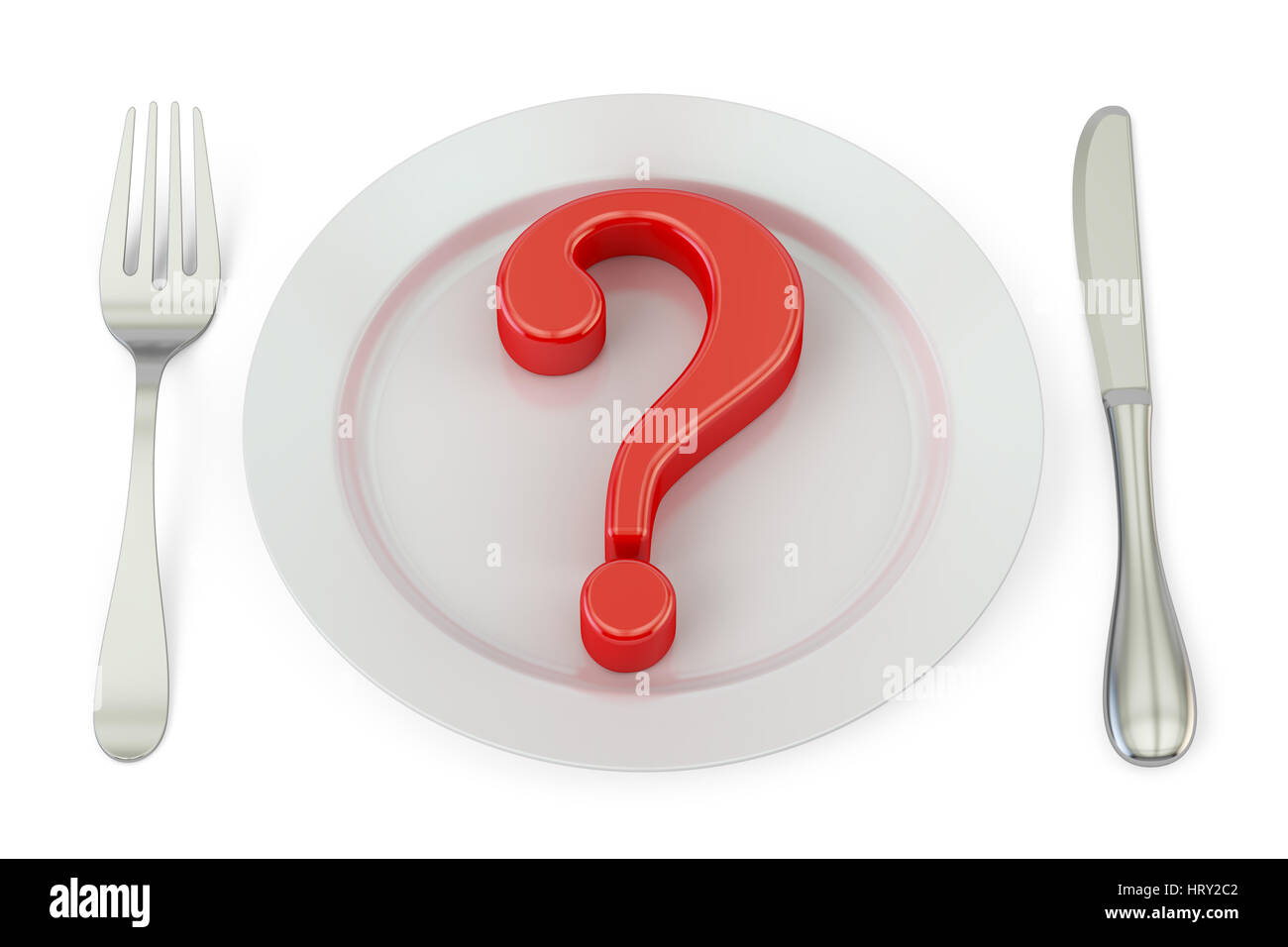 Plate with question mark, healthy or unhealthy food concept, 3D ...