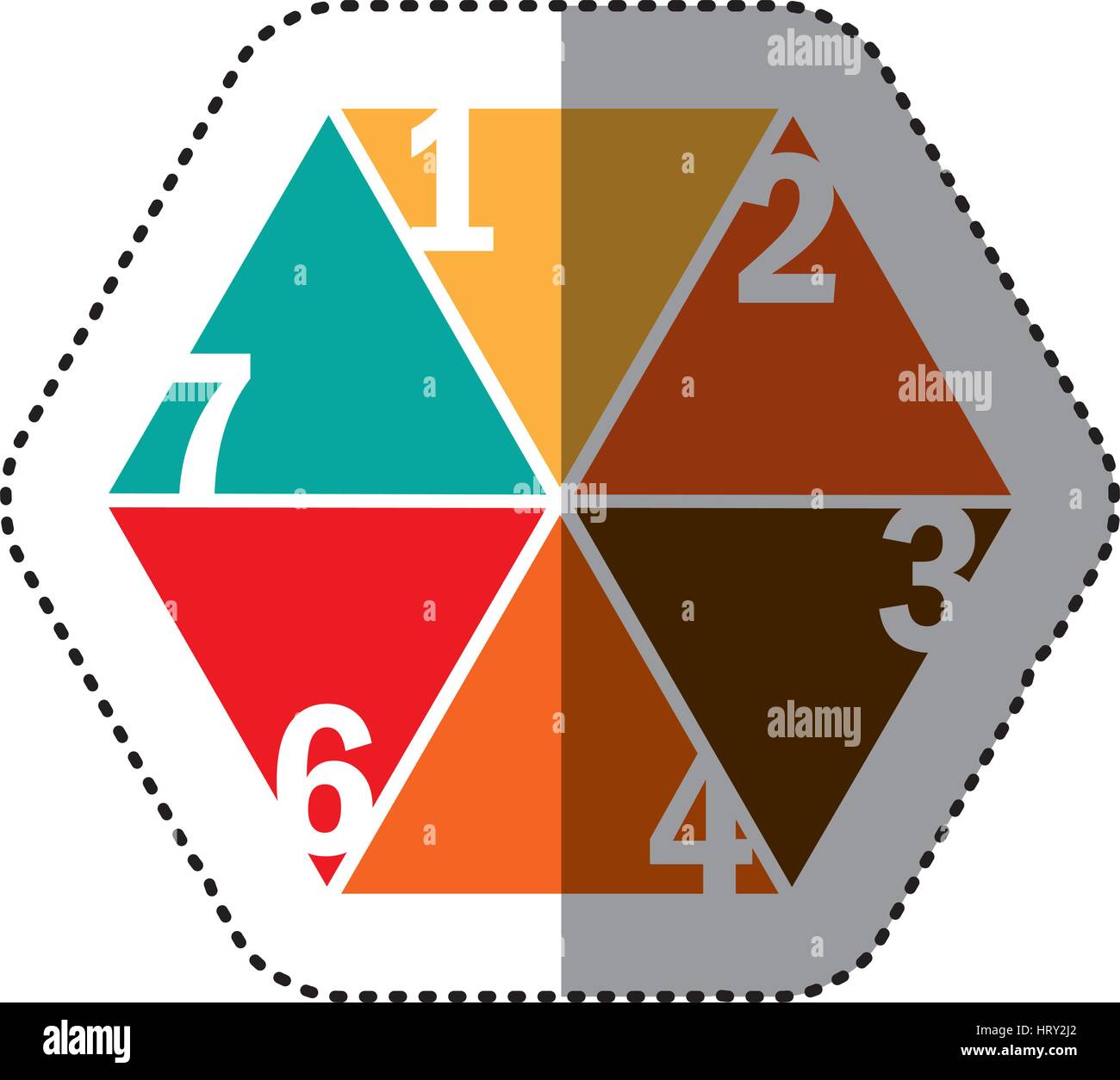 sticker colorful hexagon figure with sections and numeration Stock ...