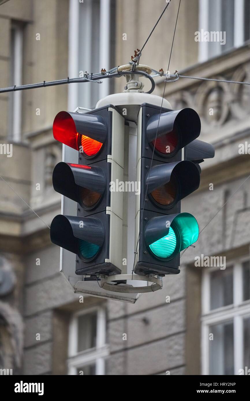 Traffic lights in a town Stock Photo - Alamy