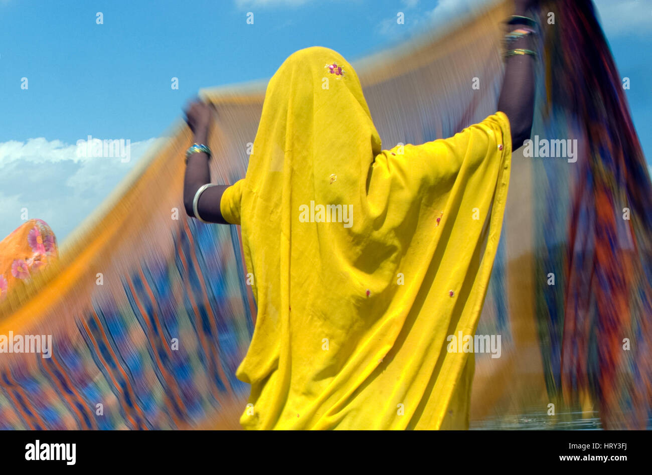 Girl Drying Sari High Resolution Stock Photography and Images - Alamy