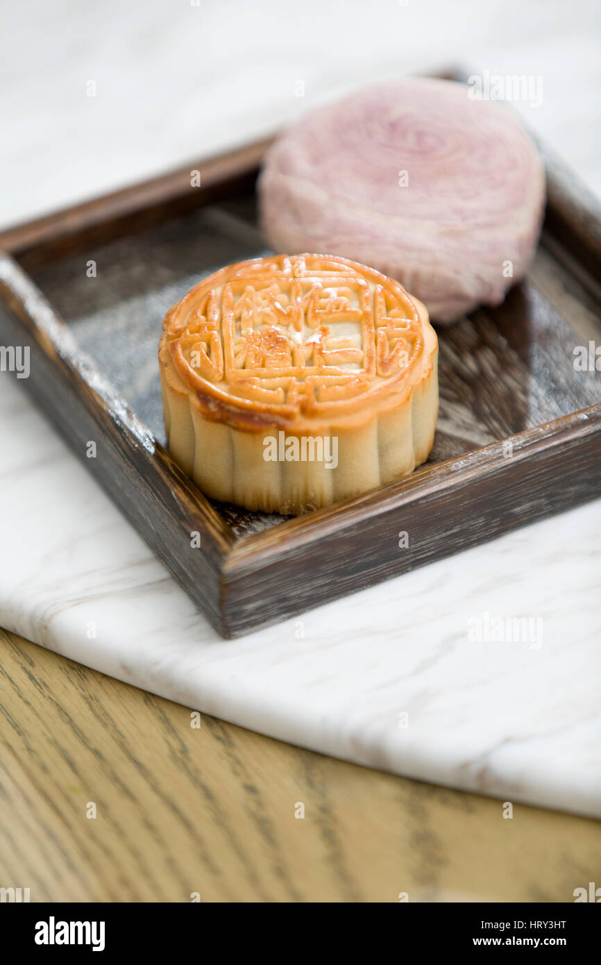 Mid-Autumn Festival moon cake on white background Stock Photo - Alamy