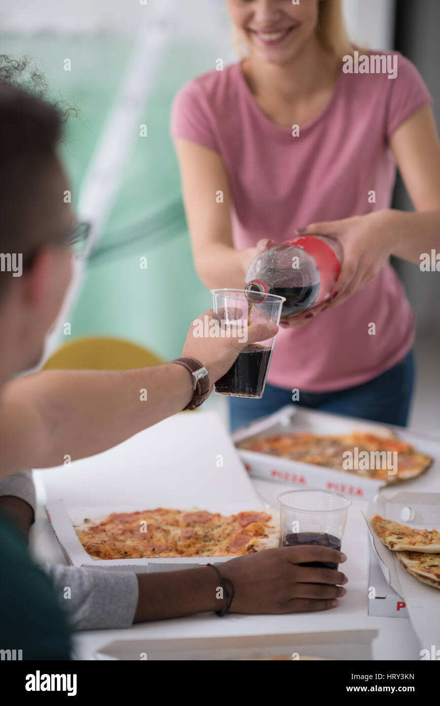 happy young couple have a lunch break after moving to a new home Stock ...