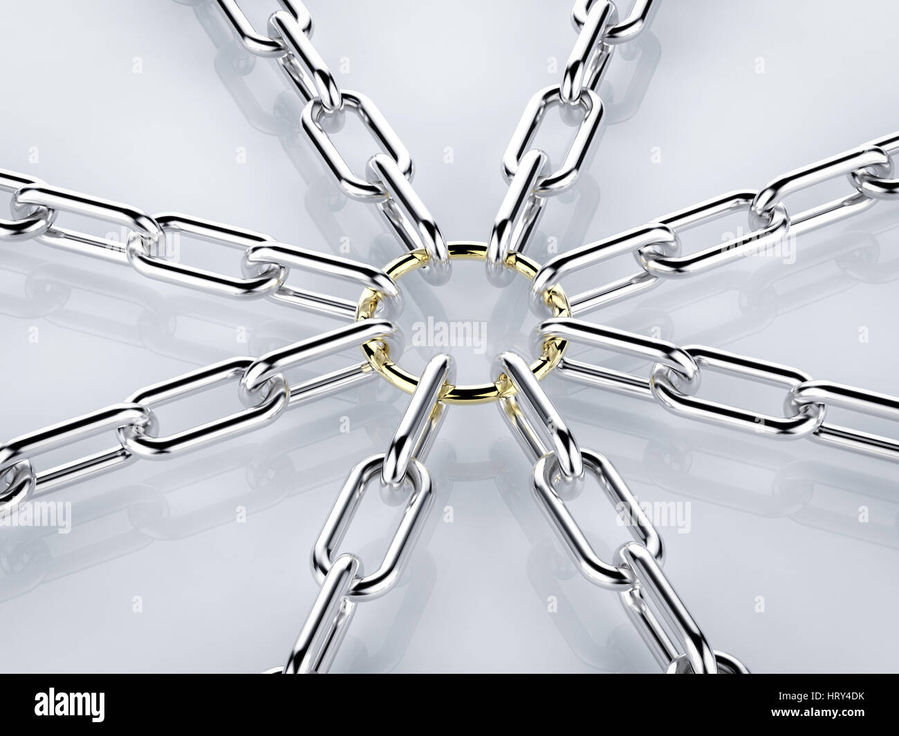 3d rendering chain connected from center Stock Photo - Alamy