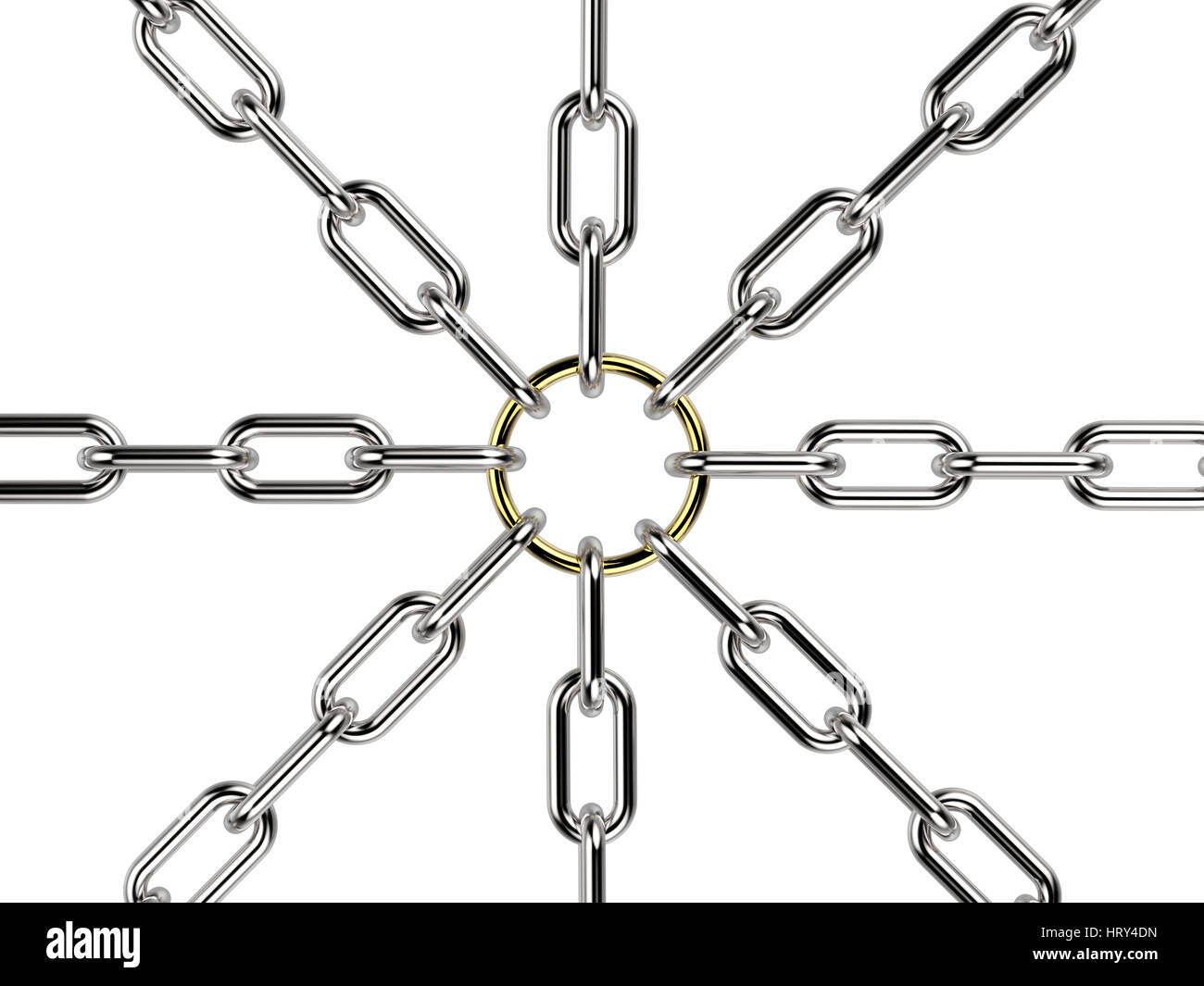 3d rendering chain connected from center Stock Photo - Alamy