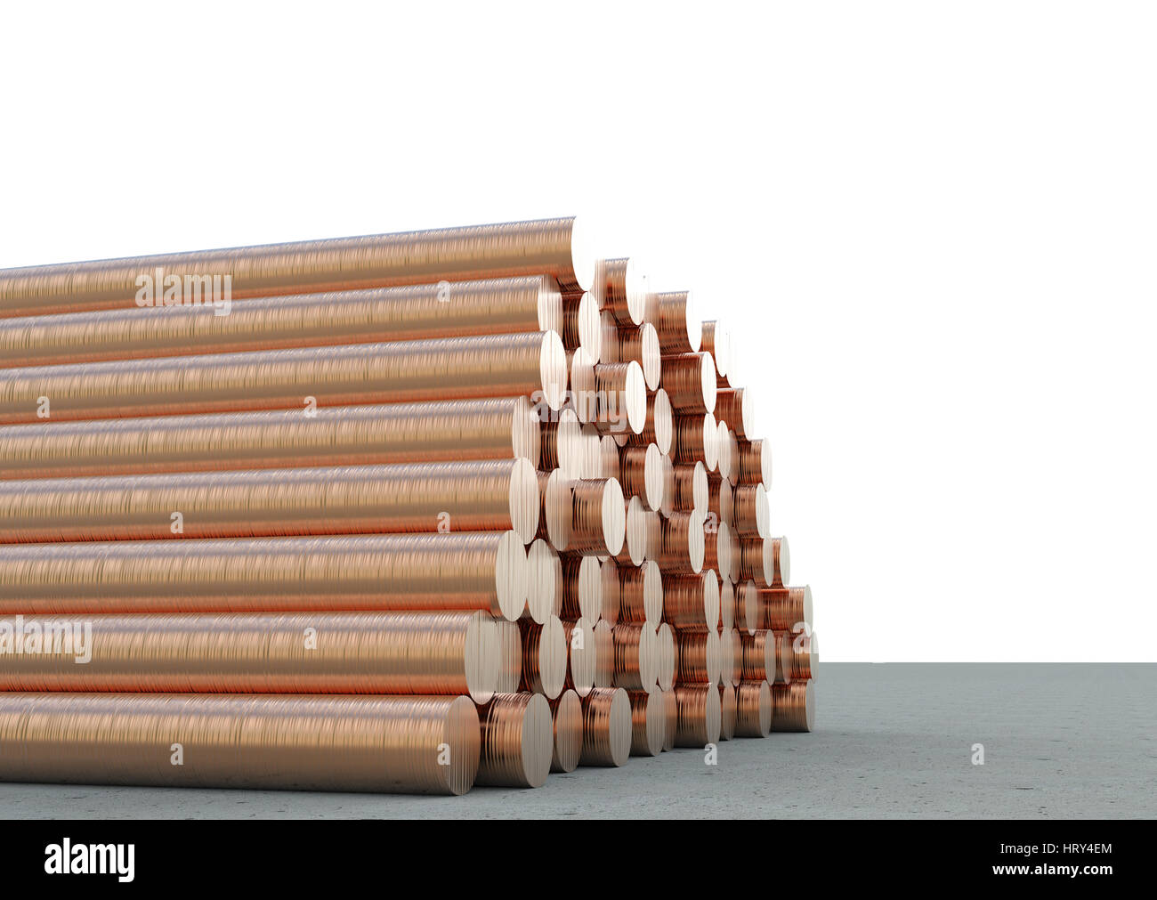 3d rendering shiny copper pipes or bronze pipes Stock Photo - Alamy