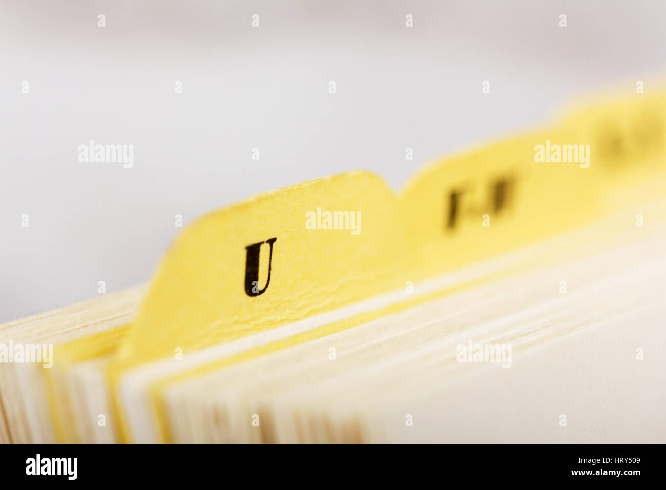 Close up of alphabetical index cards in a box Stock Photo - Alamy