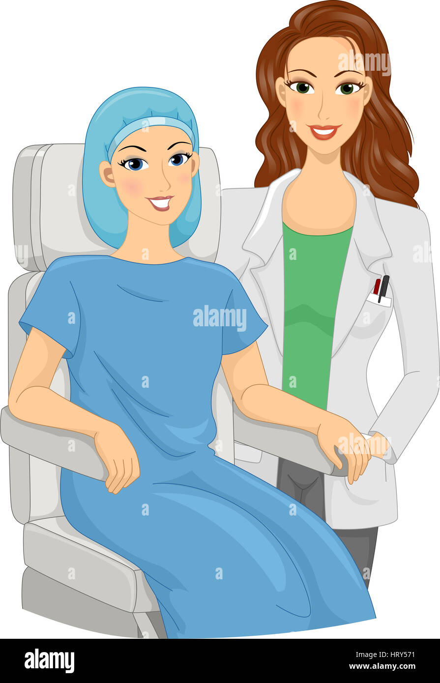 Illustration of a Girl Doctor with her Patient sitting by her side ...