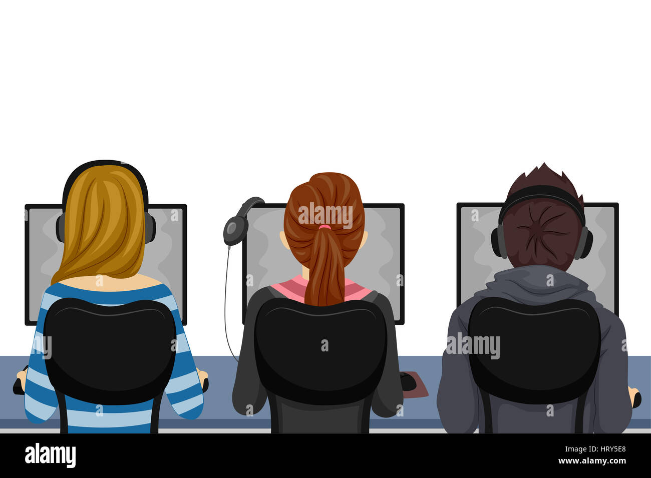 Illustration of Teenage Students Using Computers at the Computer ...