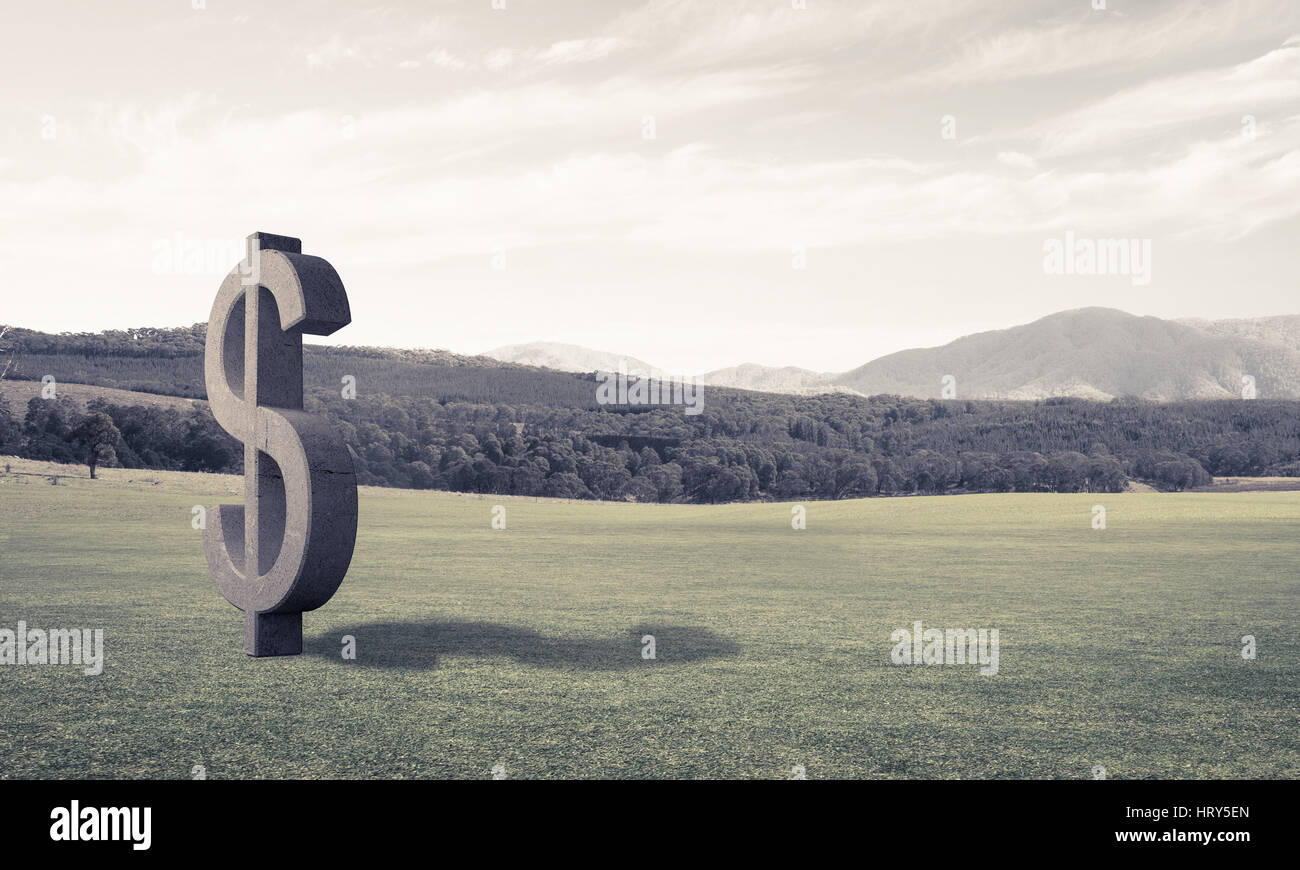 Stone dollar symbol on natural landscape as currency sign Stock Photo ...