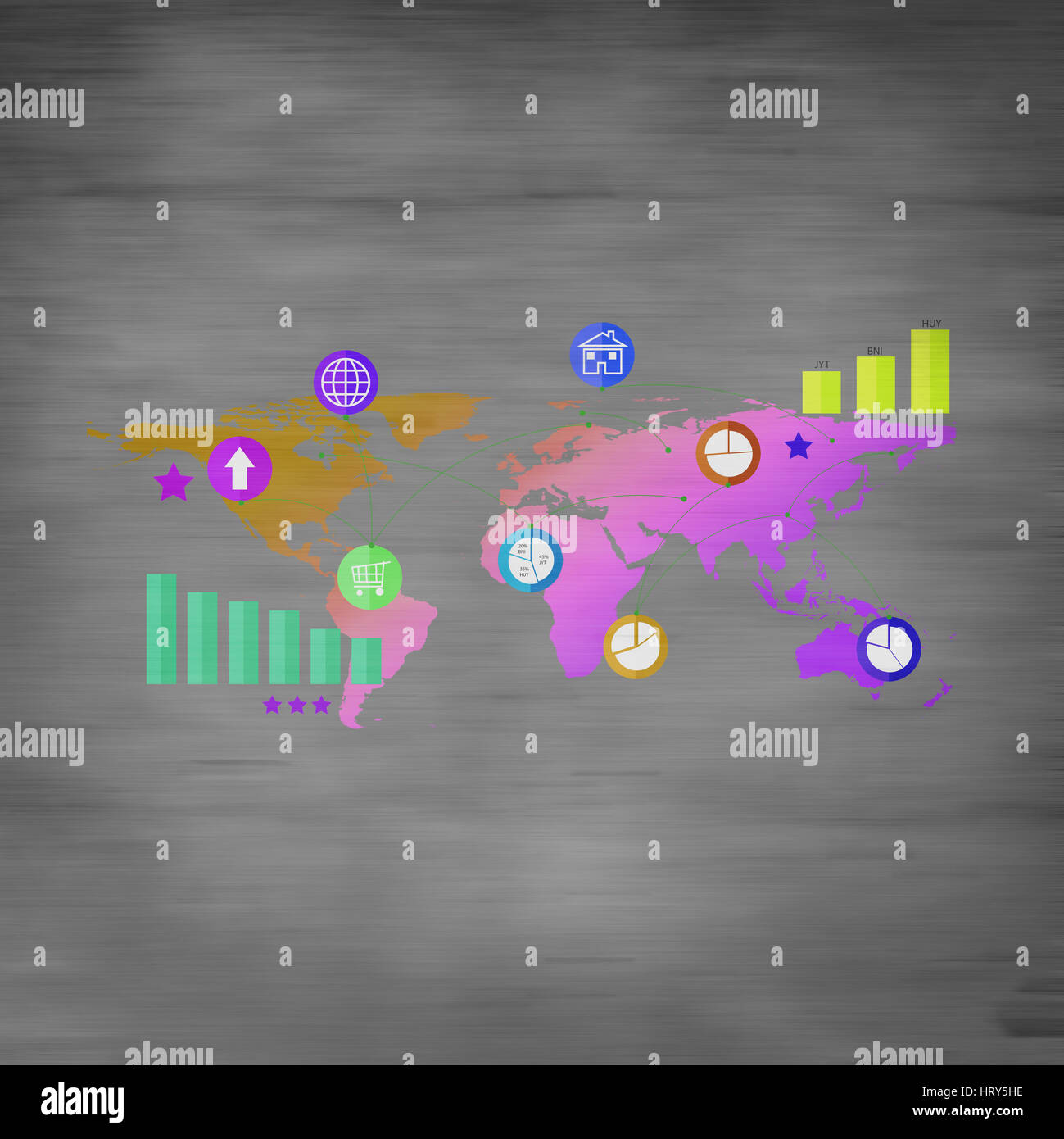 Background conceptual image with world map on wall Stock Photo - Alamy