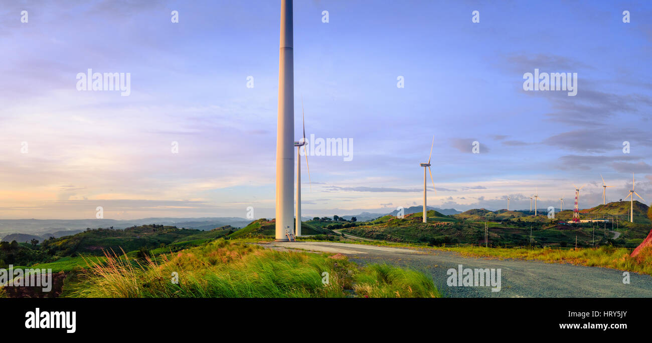 Pililia Windmill Farm at Sunset Stock Photo - Alamy