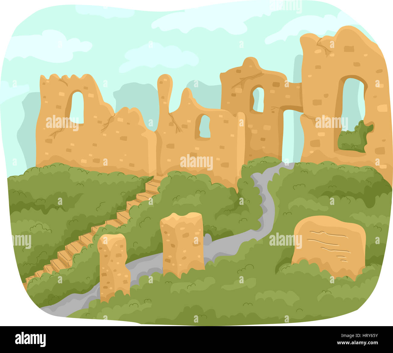 Illustration of the Ruins of an Ancient Structure Stock Photo - Alamy