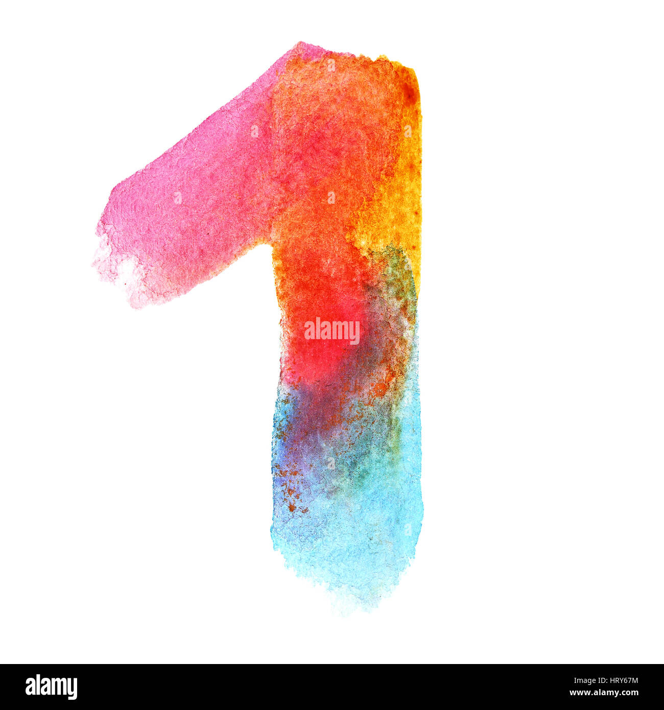 One - Colorful watercolor numbers Stock Photo - Alamy