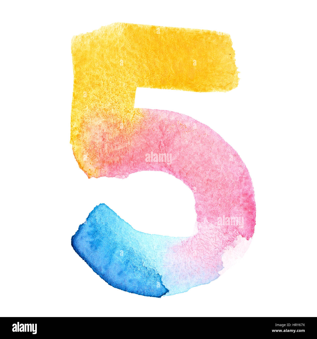 Five - Colorful watercolor numbers Stock Photo - Alamy