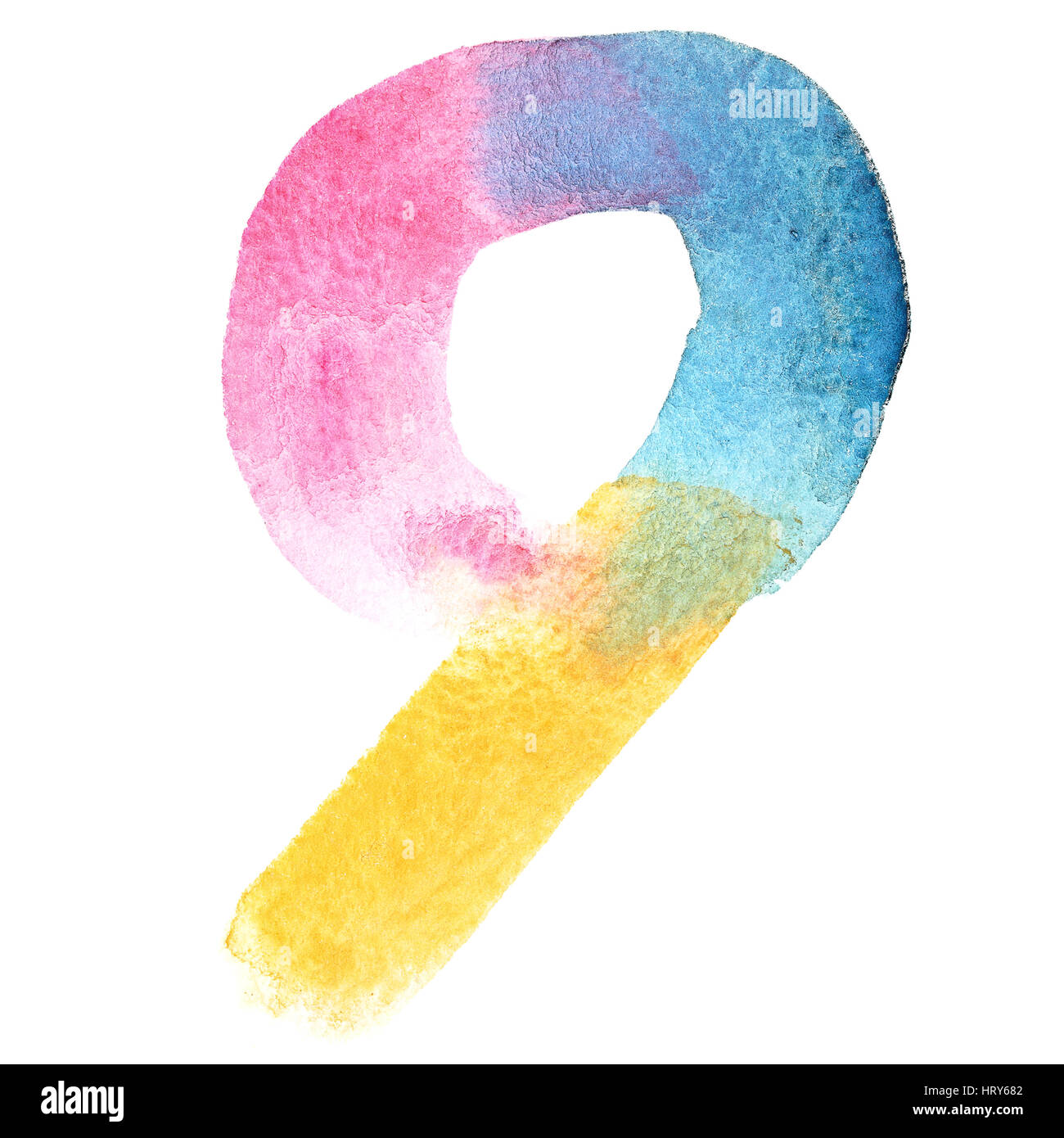Nine - Colorful watercolor numbers Stock Photo - Alamy