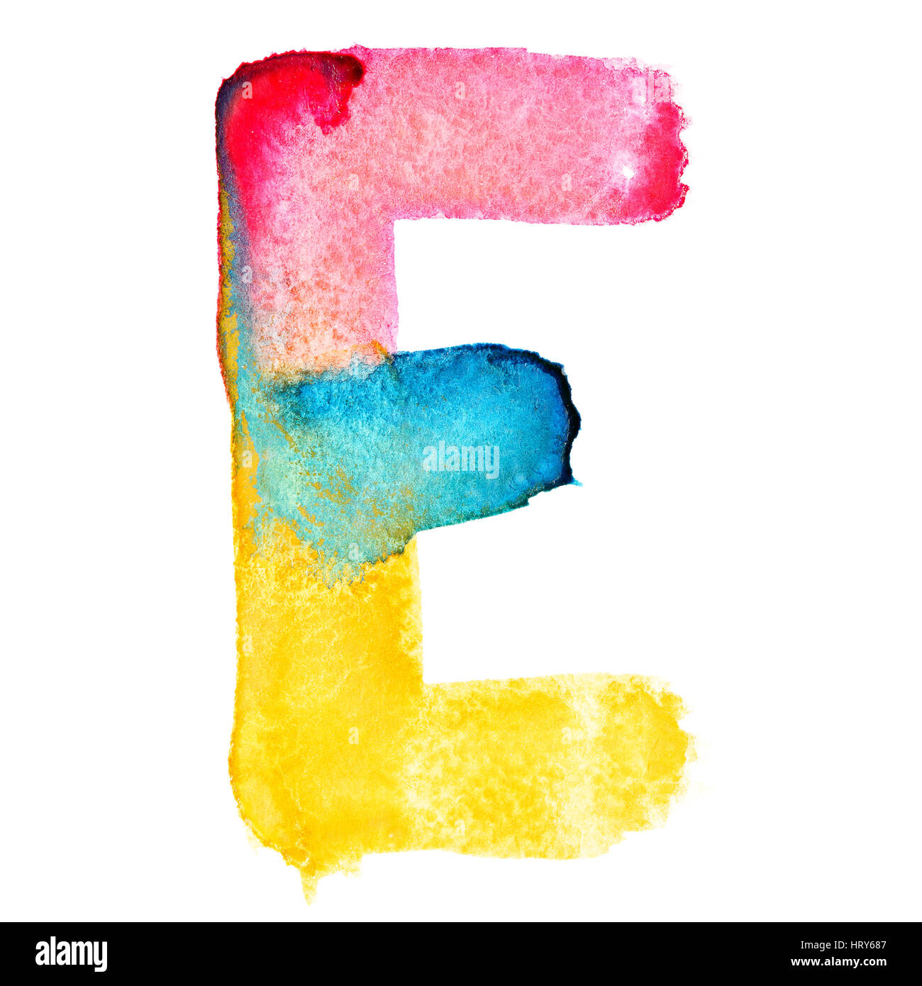 Letter E - colorful watercolor abc Stock Photo - Alamy