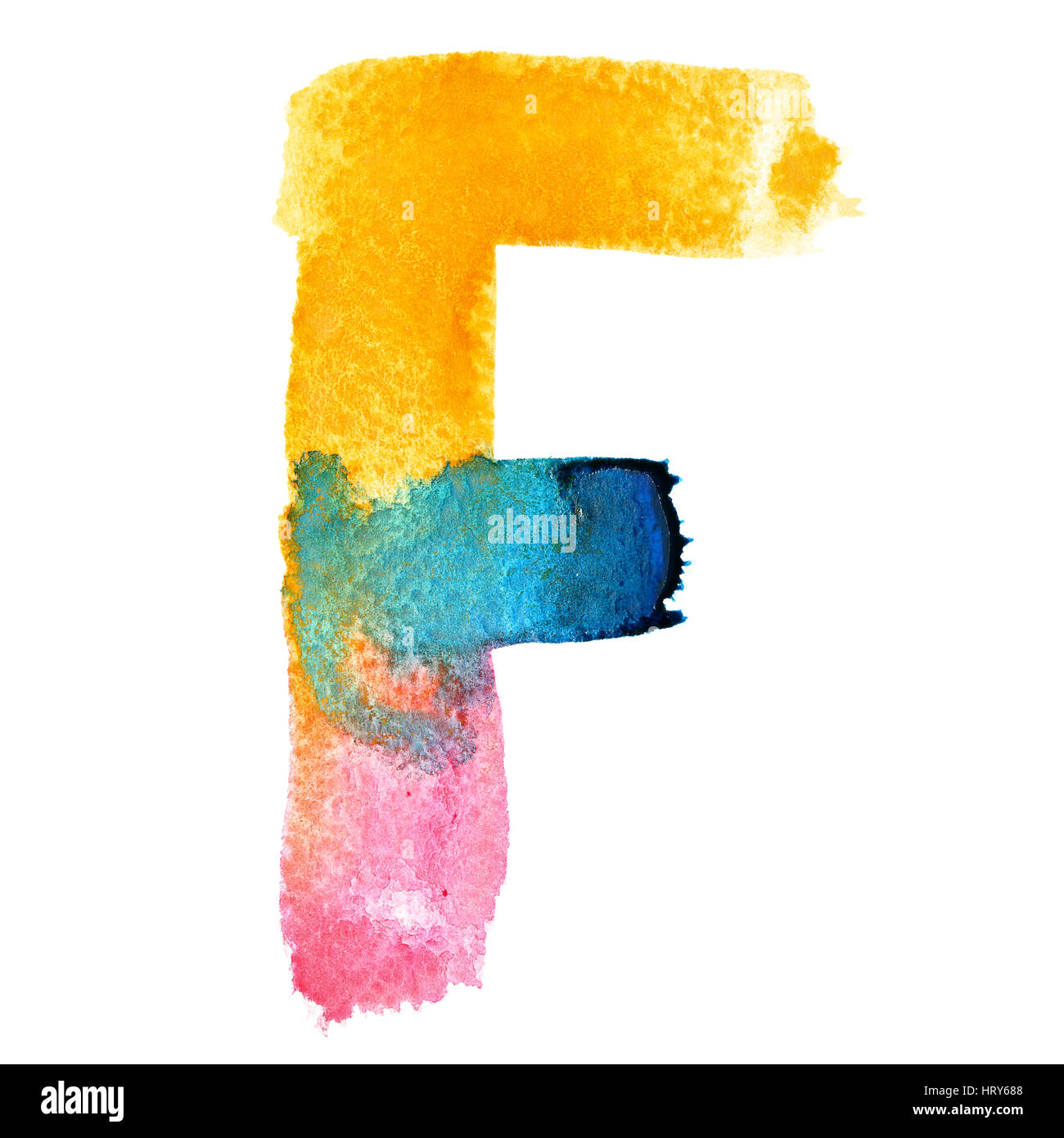 Letter F - colorful watercolor abc Stock Photo - Alamy
