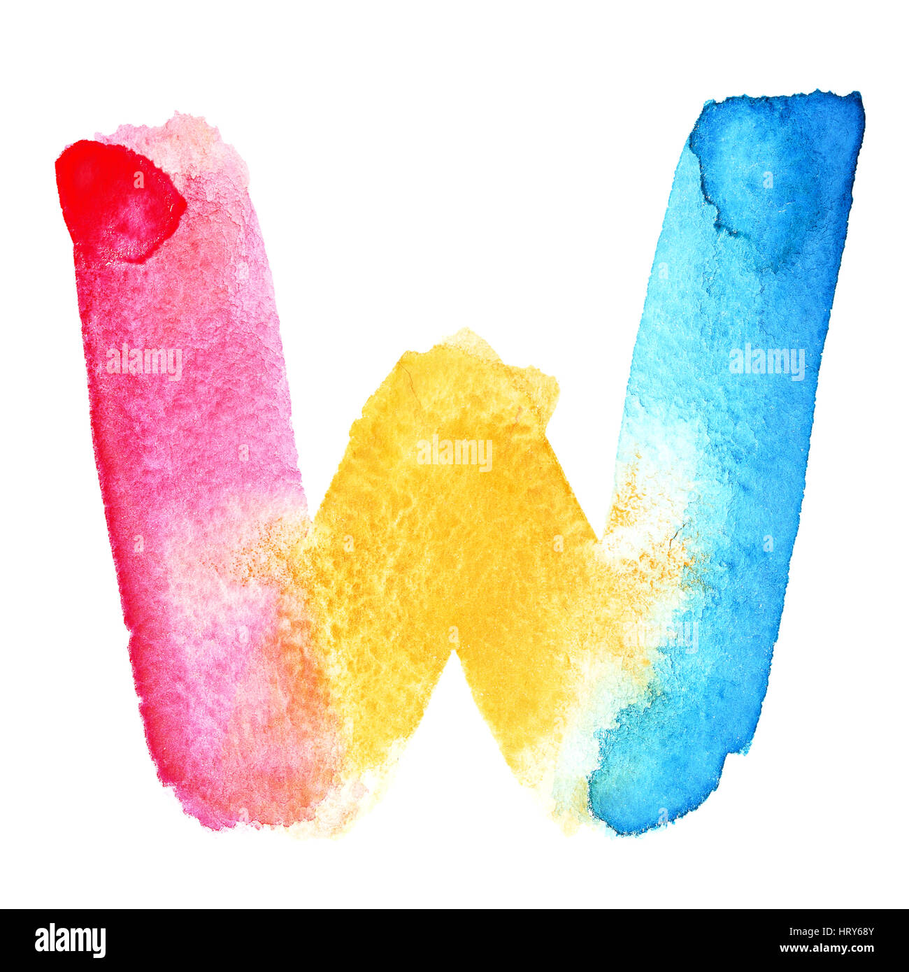Letter W - colorful watercolor abc Stock Photo - Alamy
