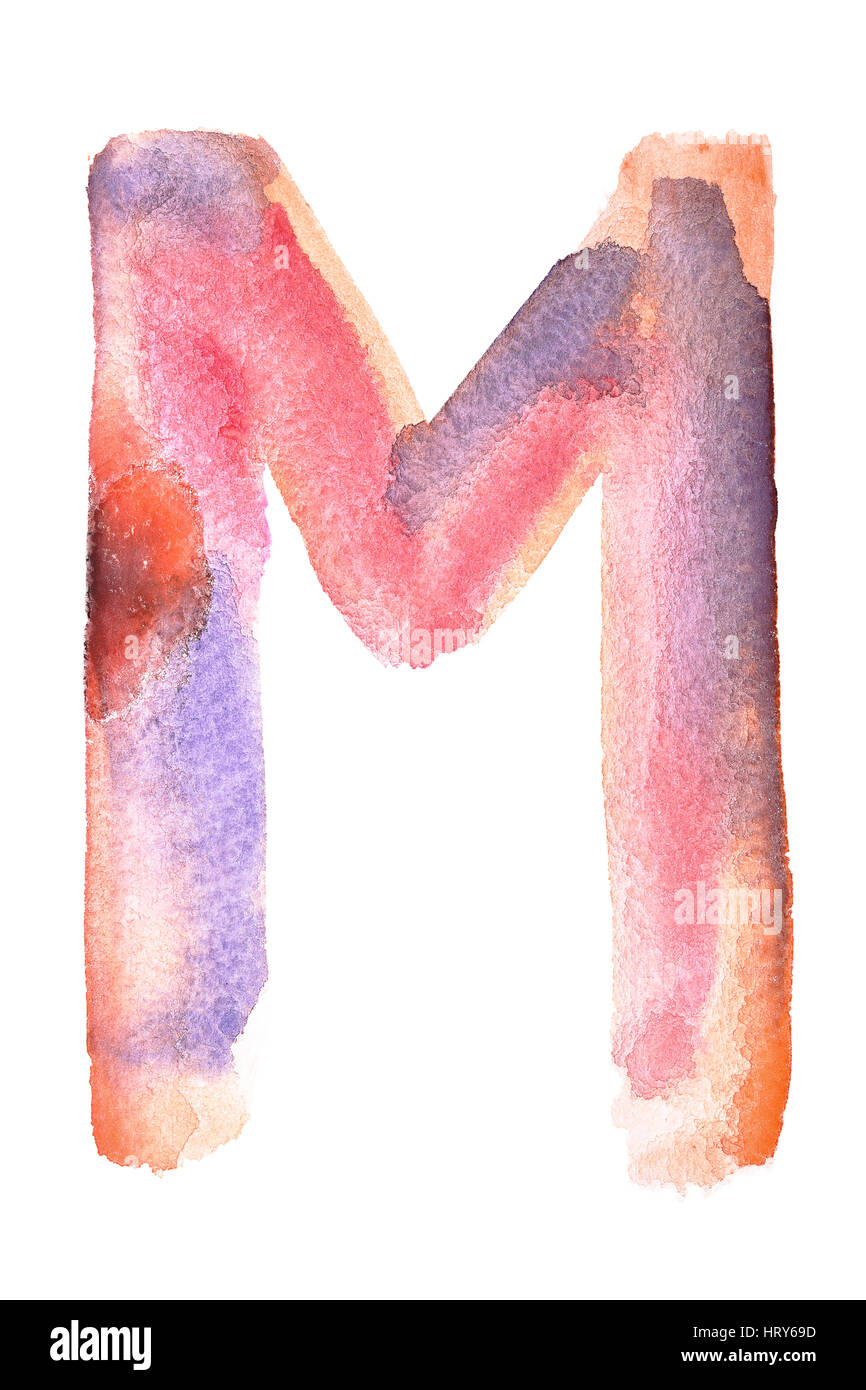 M - handmade watercolor alphabet Stock Photo - Alamy