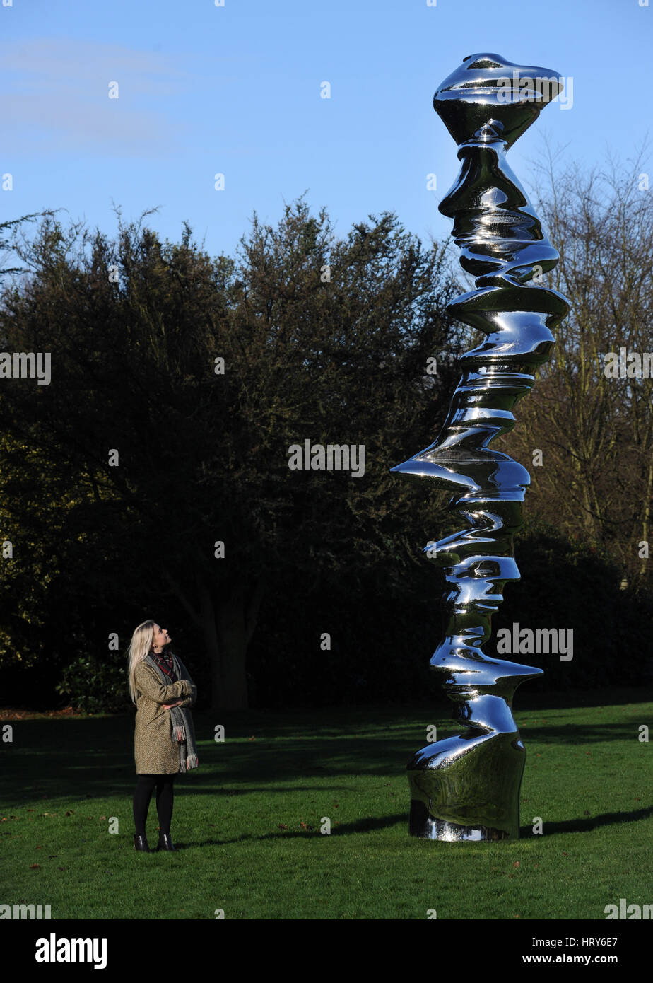Yorkshire Sculpture Park's Millie Carroll is shown viewing work by ...