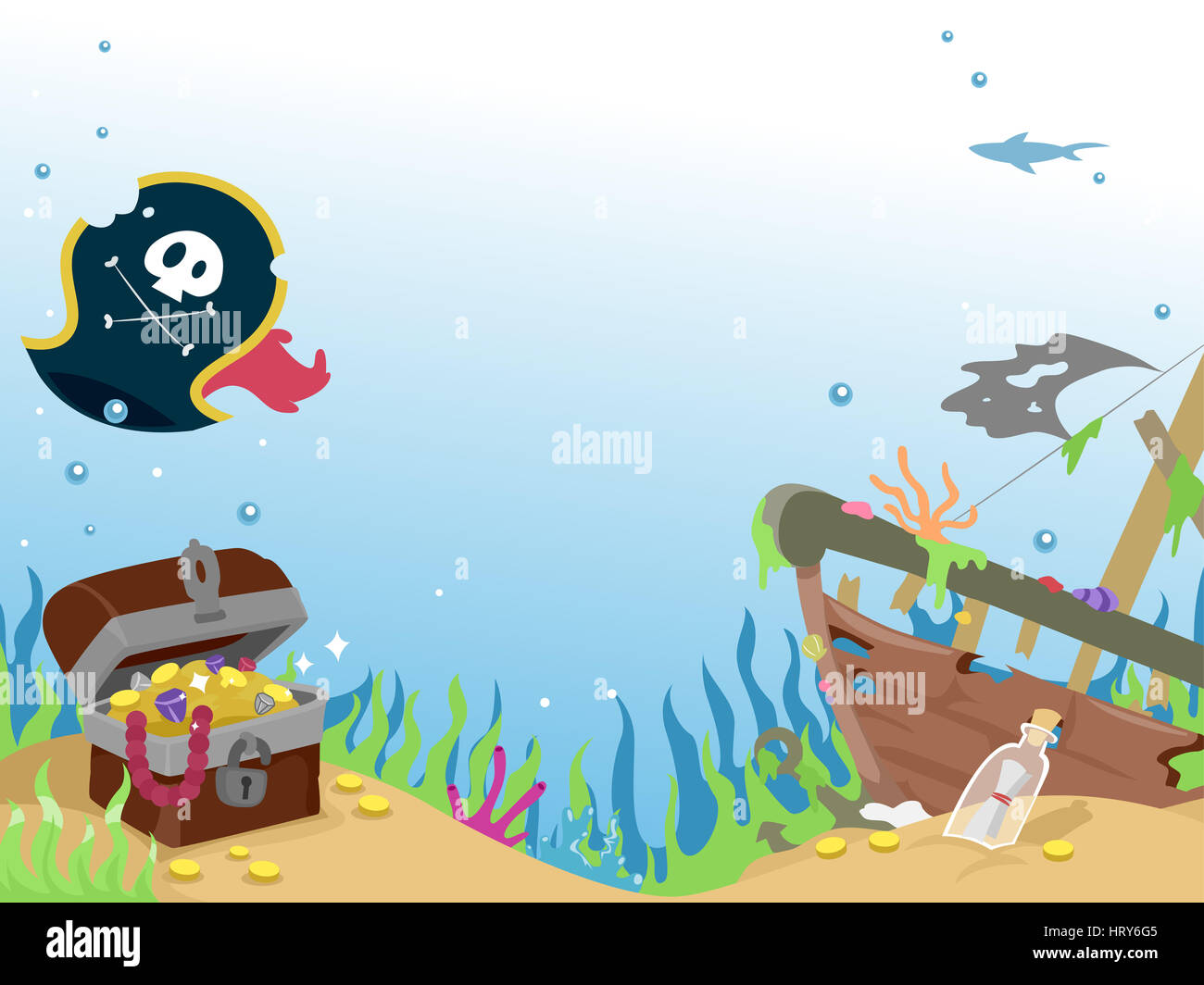 Cartoon Sunken Pirate Ship