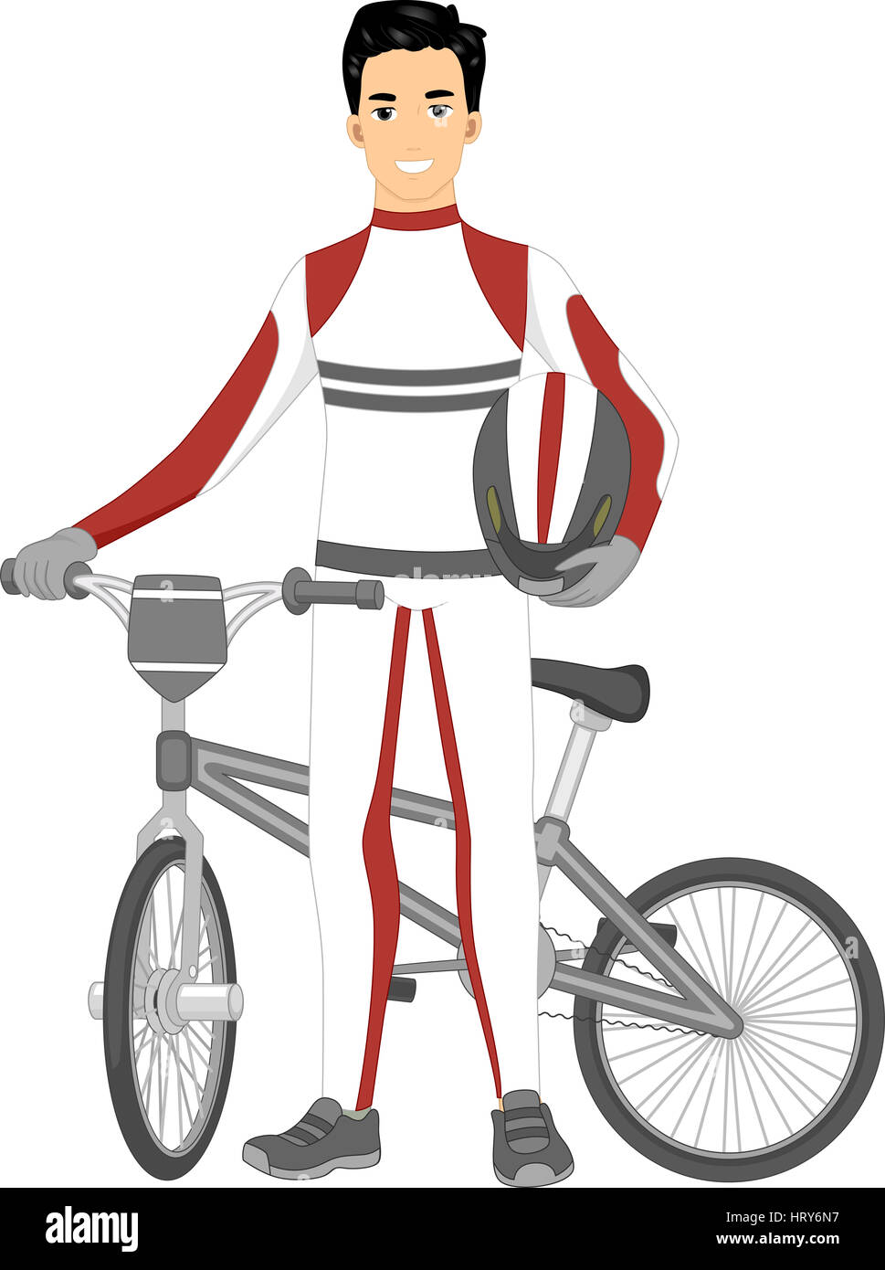 Illustration of a BMX Rider Posing Beside His Bike Stock Photo - Alamy