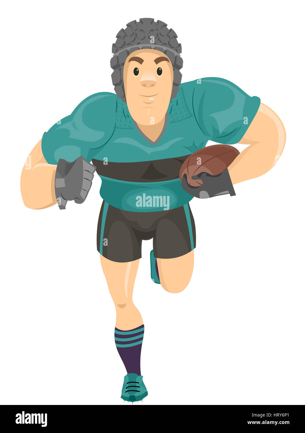 Illustration of a Rugby Player Running with the Ball Stock Photo - Alamy
