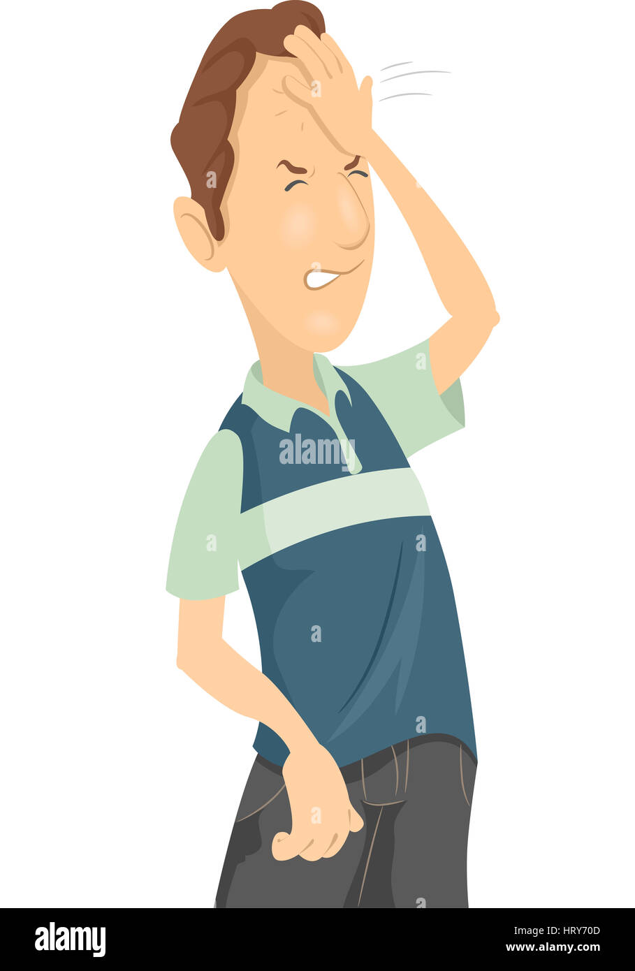 Illustration of a Man Smacking His Forehead in Frustration Stock Photo ...