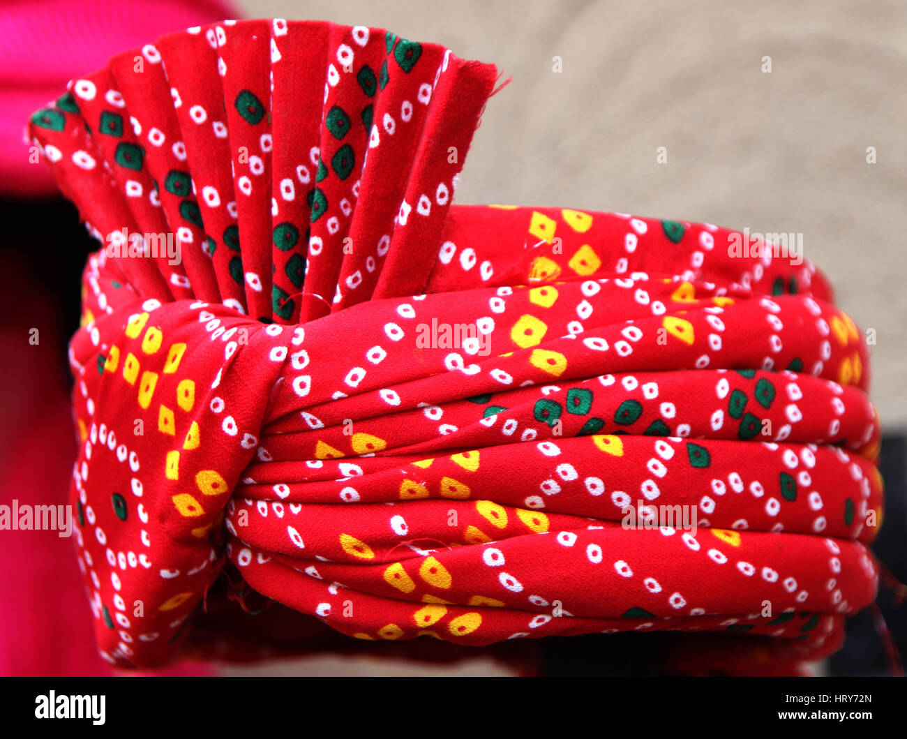 Brightly coloured turban (Rajasthani Traditional Cap), Rajasthan, India ...