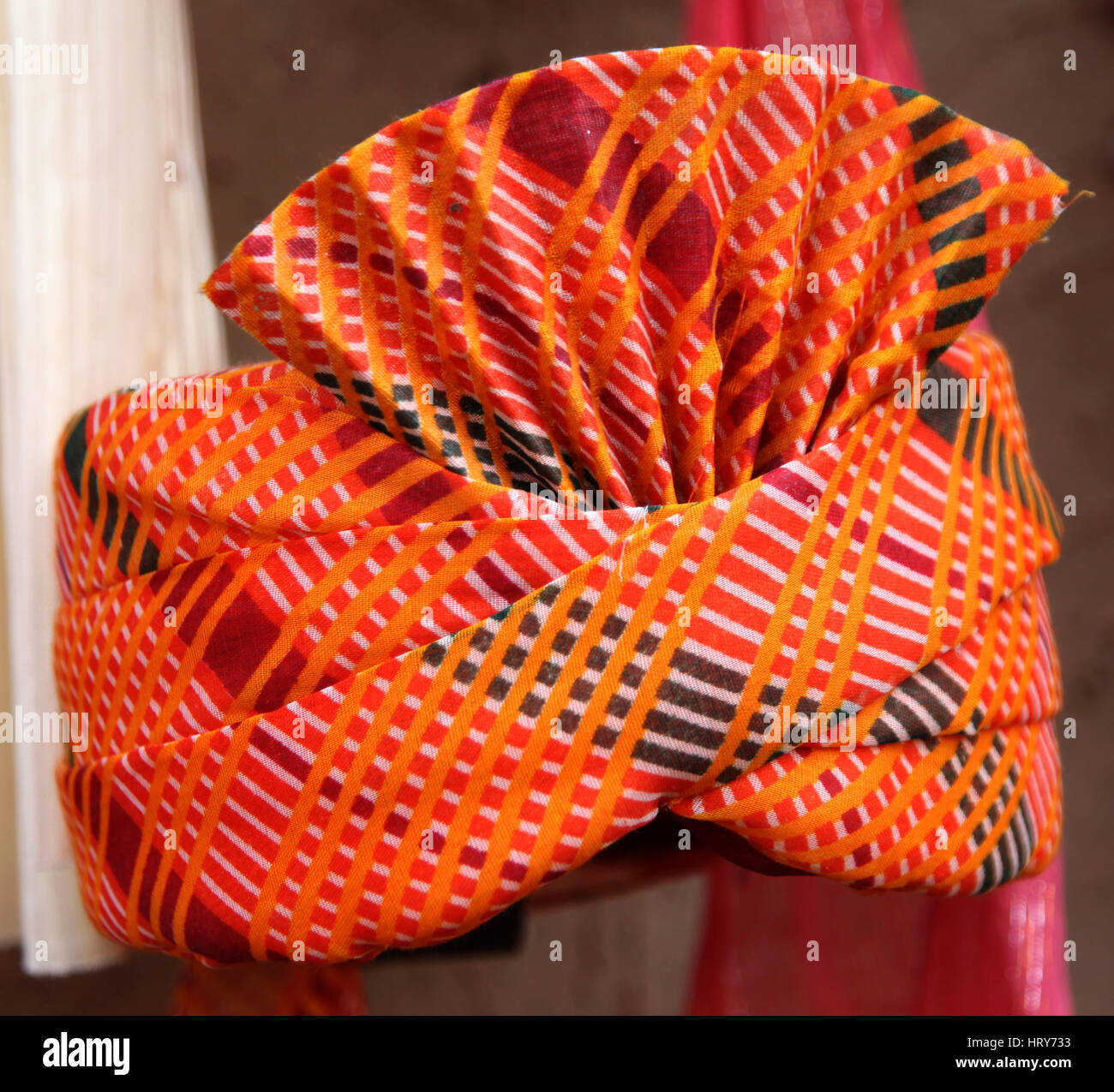 Brightly coloured turban (Rajasthani Traditional Cap), Rajasthan, India ...