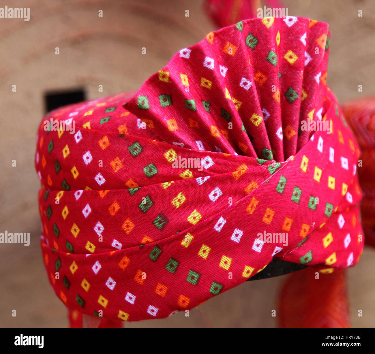 Brightly coloured turban (Rajasthani Traditional Cap), Rajasthan, India ...