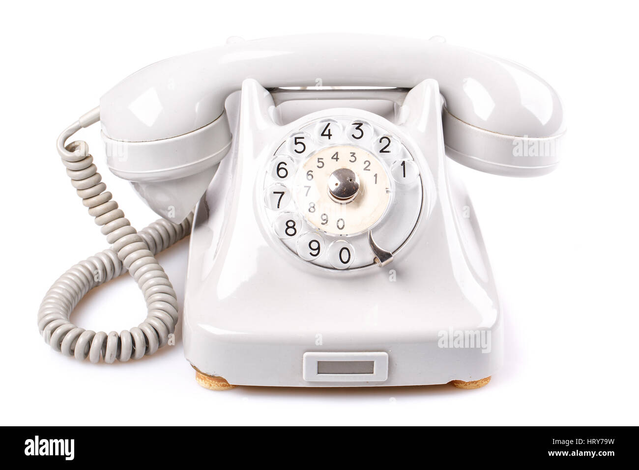 Top view of old phone on white background Stock Photo - Alamy