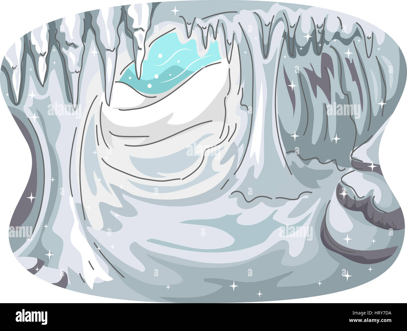 Illustration of a Cave Filled with Thick Icicles Hanging from the ...