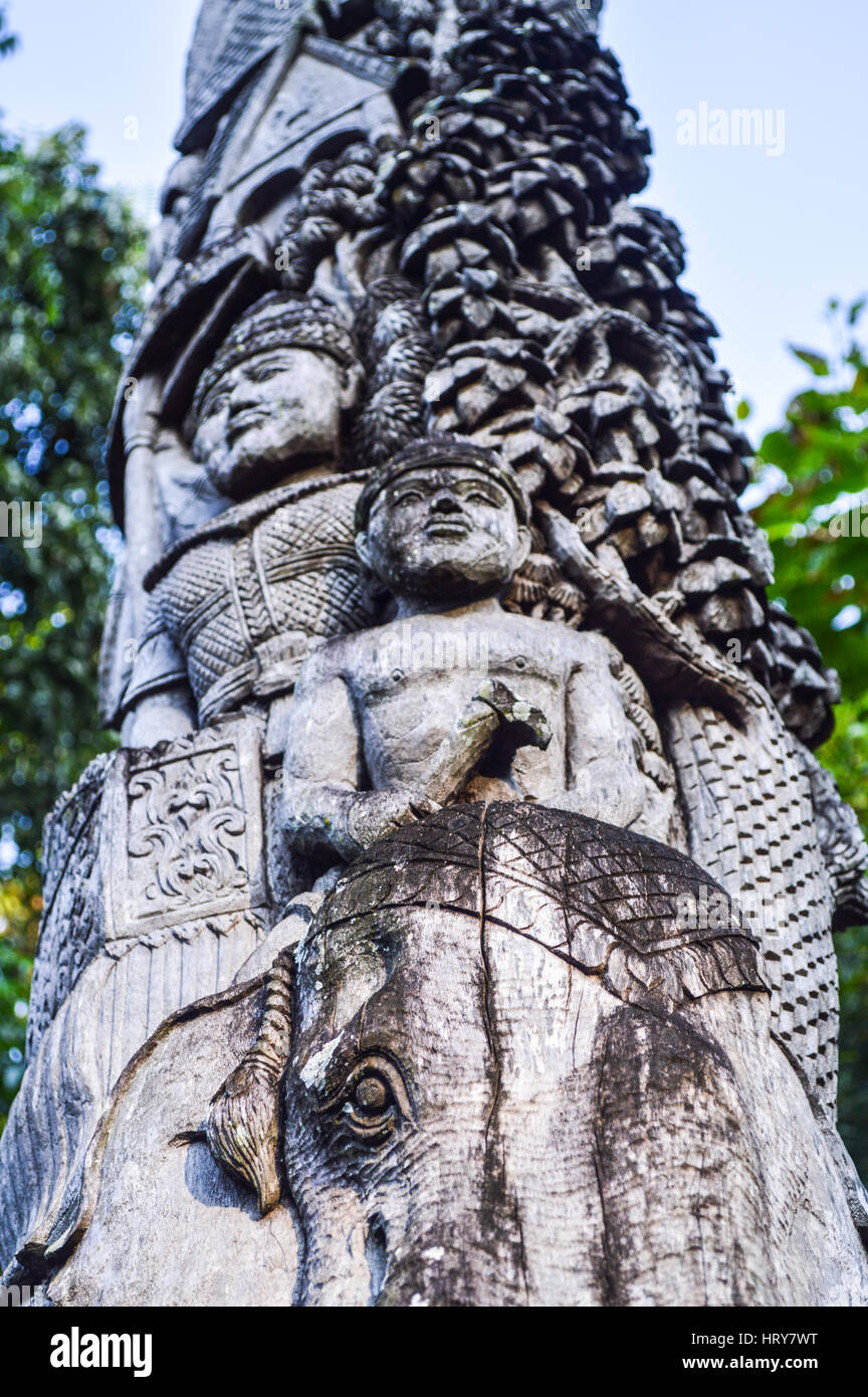 Chiang Rai, Thailand - October 1, 2016: Wooden column in Wat Phra That ...