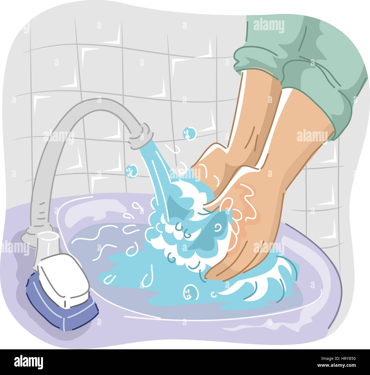 Cropped Illustration of a Person Washing His Hand on the Sink Stock ... Cropped Illustration of a Person Washing His Hand on the Sink Stock ...