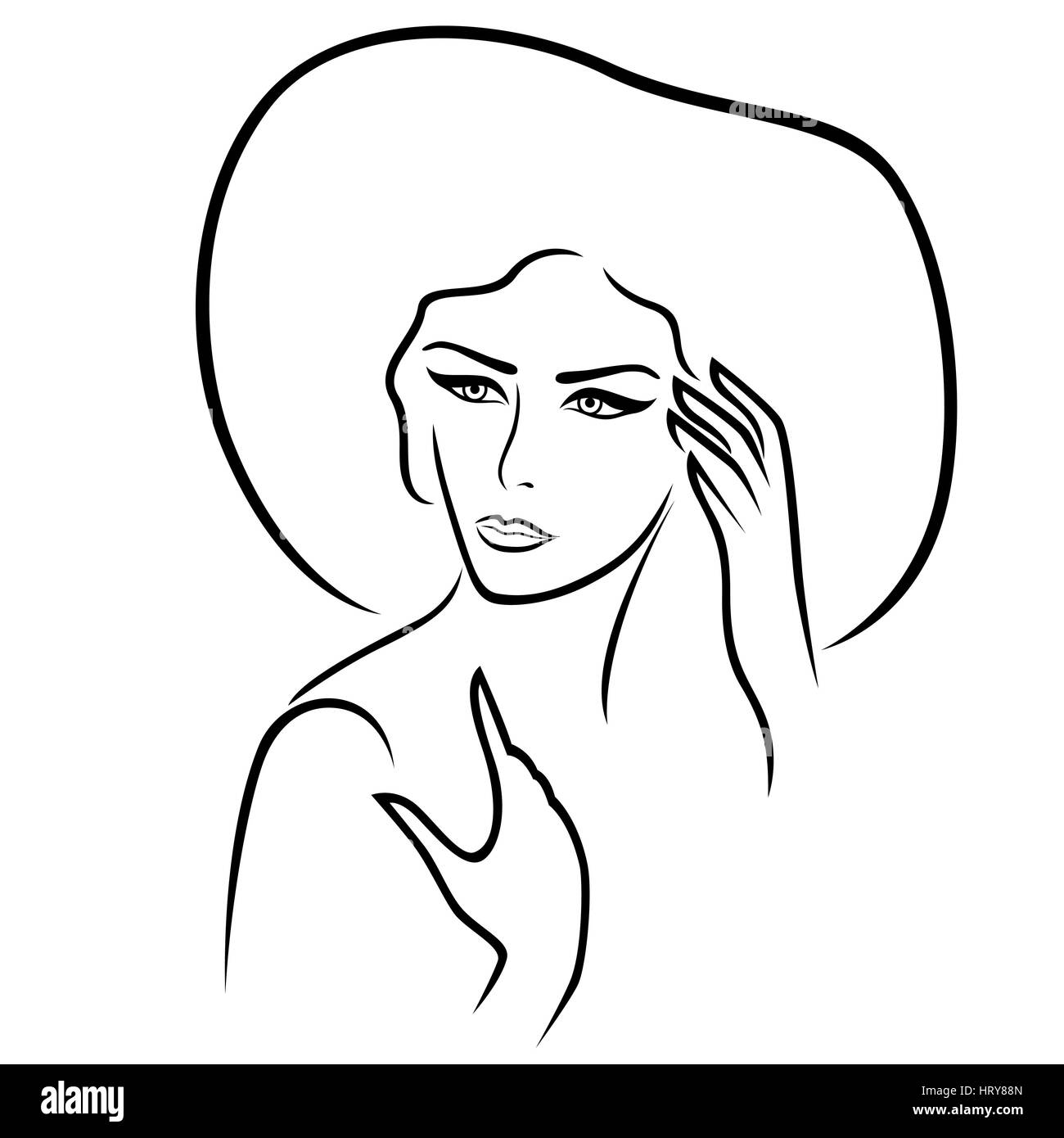 Lady face outline hi-res stock photography and images - Alamy