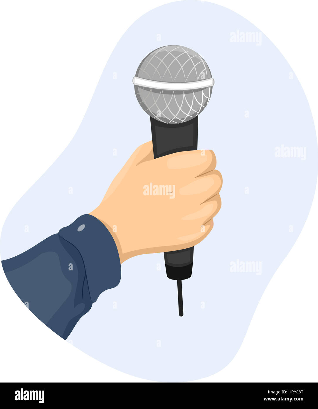 Cropped Illustration of a Person Holding a Wireless Microphone Stock ...