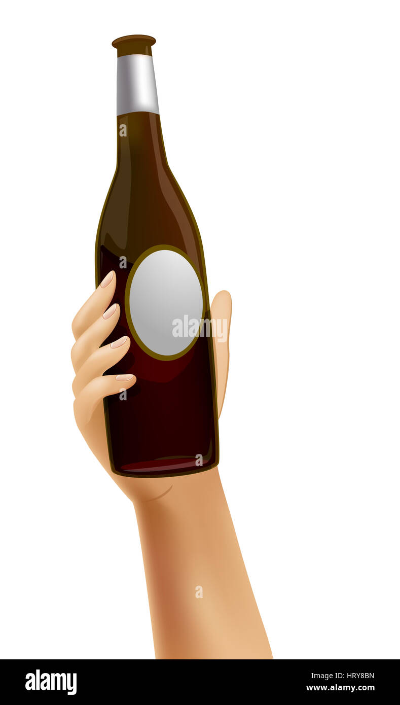 Cropped Illustration of a Person Holding a Bottle of Wine - EPS 10 ...