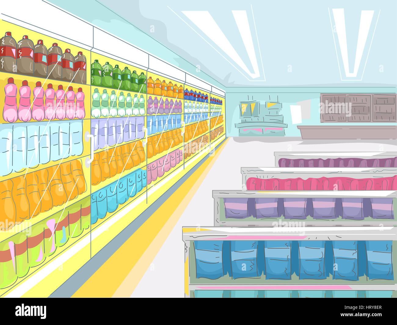Illustration of a Convenience Store Showcasing a Wide Array of Products ...