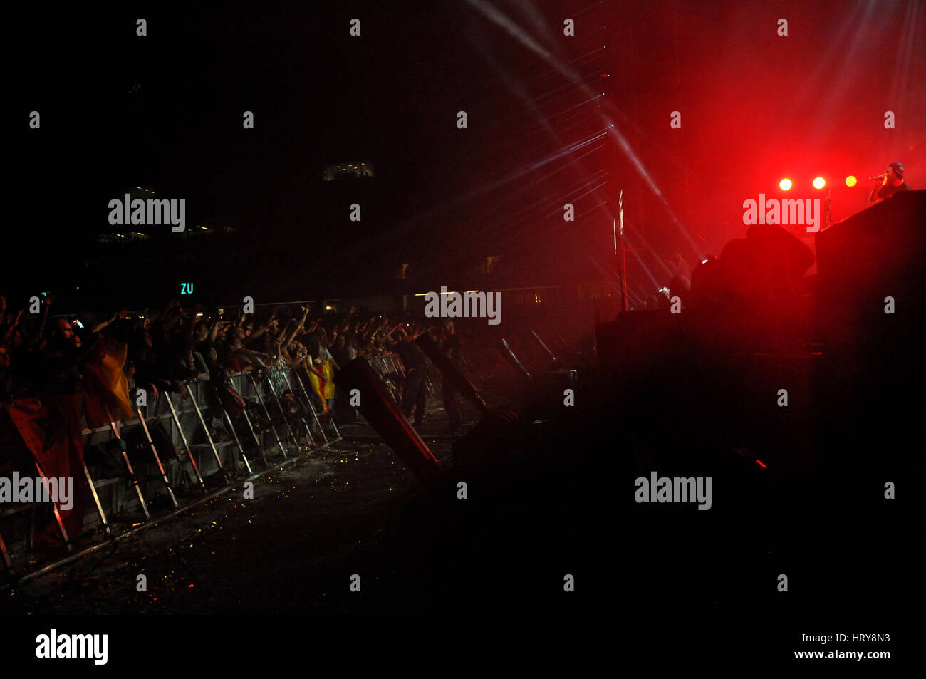 CLUJ NAPOCA, ROMANIA – JULY 31, 2015: Crowd of cheerful people having ...