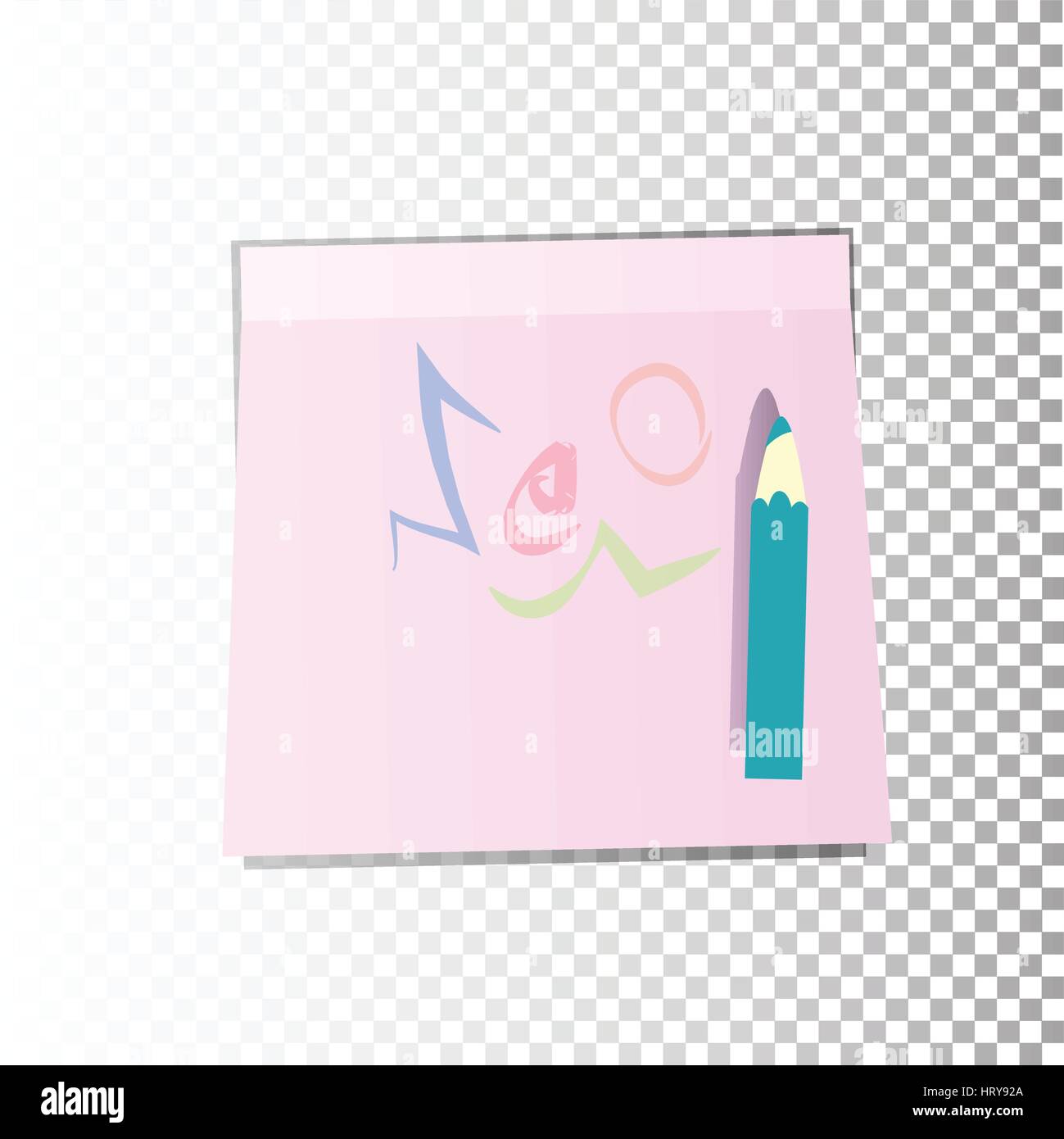 Scribble. Office paper sticker sheet pink or a sticky label with shadow ...