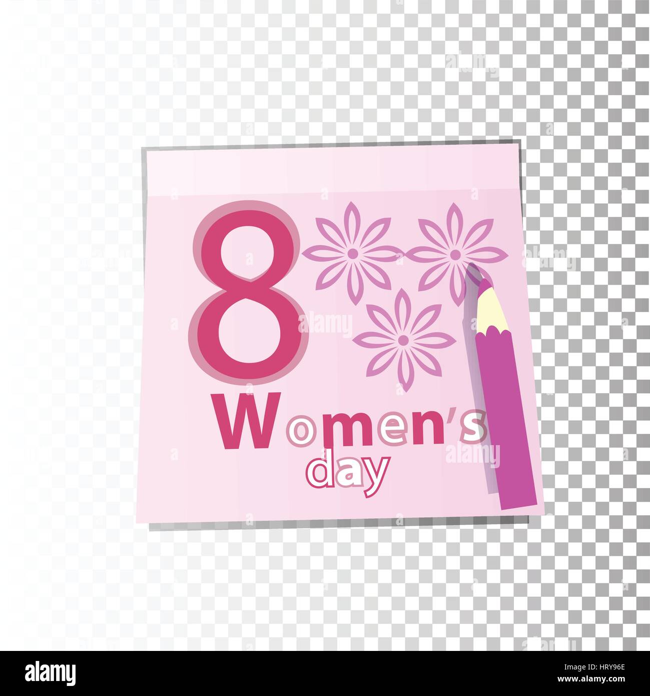 International Women s Day March 8. Office paper sticker sheet with pink ...