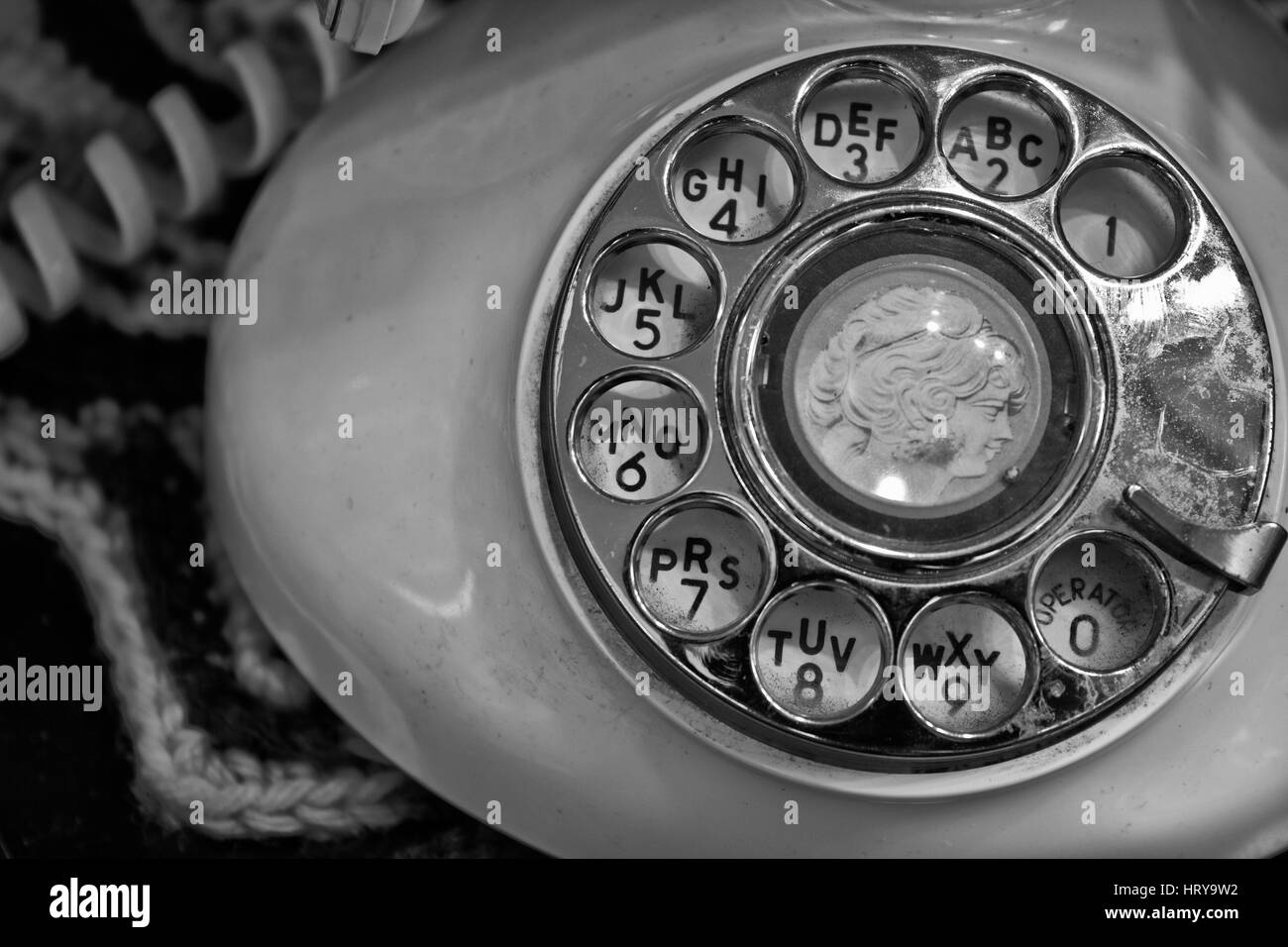 Old Rotary Dial Phone - A Black and White Photo of an Old Rotary Dial ...