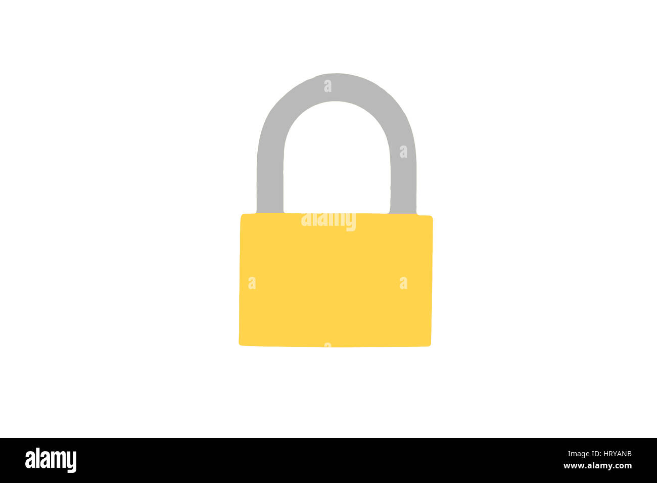 Illustration of a yellow or gold padlock, isolated in front of a white ...