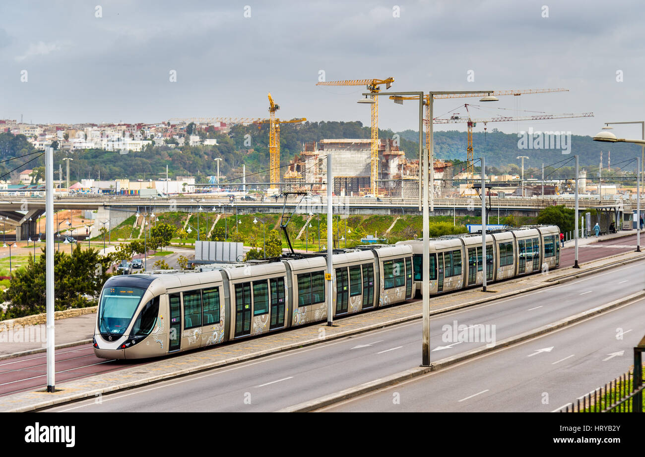 Rabat, Morocco - February 5, 2017: Modern French built tram in the ...