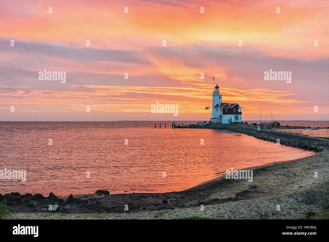 The Horse of Marken is a lighthouse on the Dutch peninsula Marken Stock ...