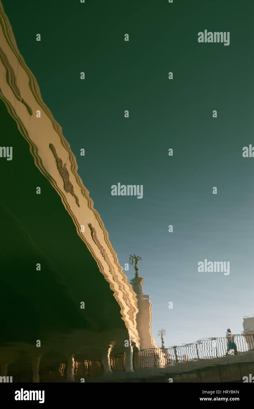 reflection of a bridge upside down Stock Photo - Alamy