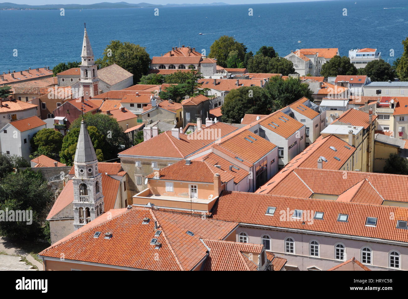 ZADAR, CROATIA - AUGUST 25: Aerial view of the Stari Grad (Old Town) of ...