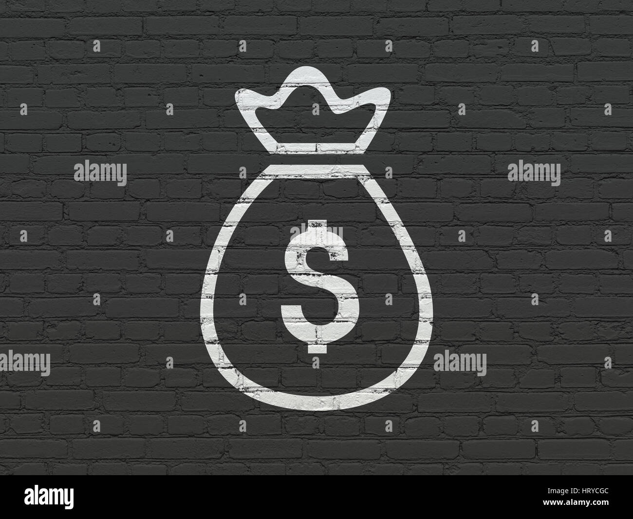 Money concept: Money Bag on wall background Stock Photo - Alamy