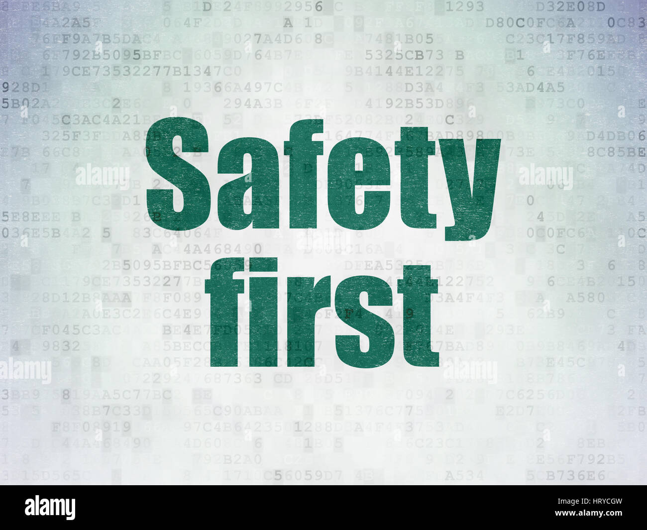 Protection concept: Safety First on Digital Data Paper background Stock ...